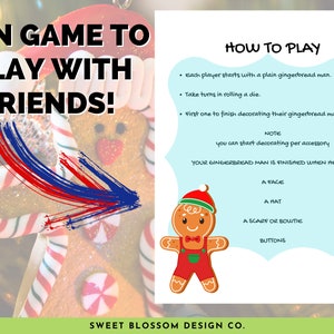 Roll a Gingerbread Man Game, INSTANT DOWNLOAD Printable Christmas Party ...