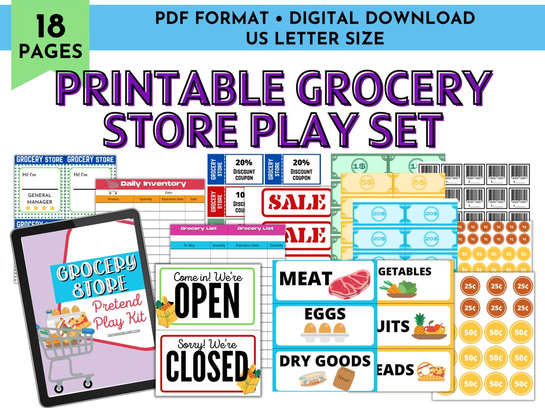 Grocery Store Play Kit, Pretend Play Grocery Play Set, Dramatic Play ...