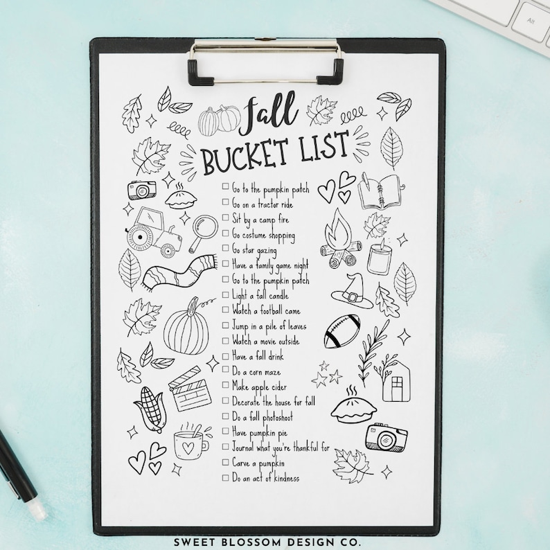 Fall Bucket List Printable Fall Bucket List Template Fall - Etsy