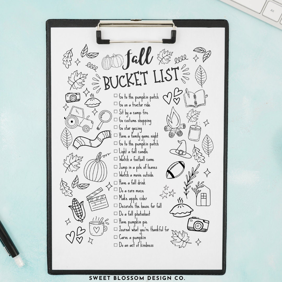 Fall Bucket List Printable, Fall Bucket List Template, Fall Check List ...