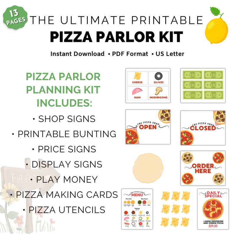 Dramatic Play Pizza Shop, Dramatic Play Daycare Printables, Dramatic ...
