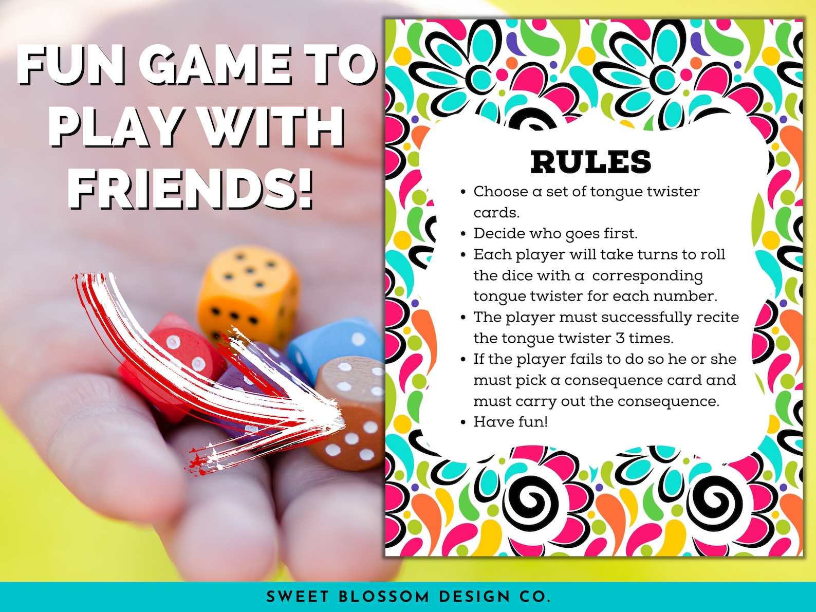 Tongue Twisters for Kids, Tongue Twisters Printable Dice Game ...