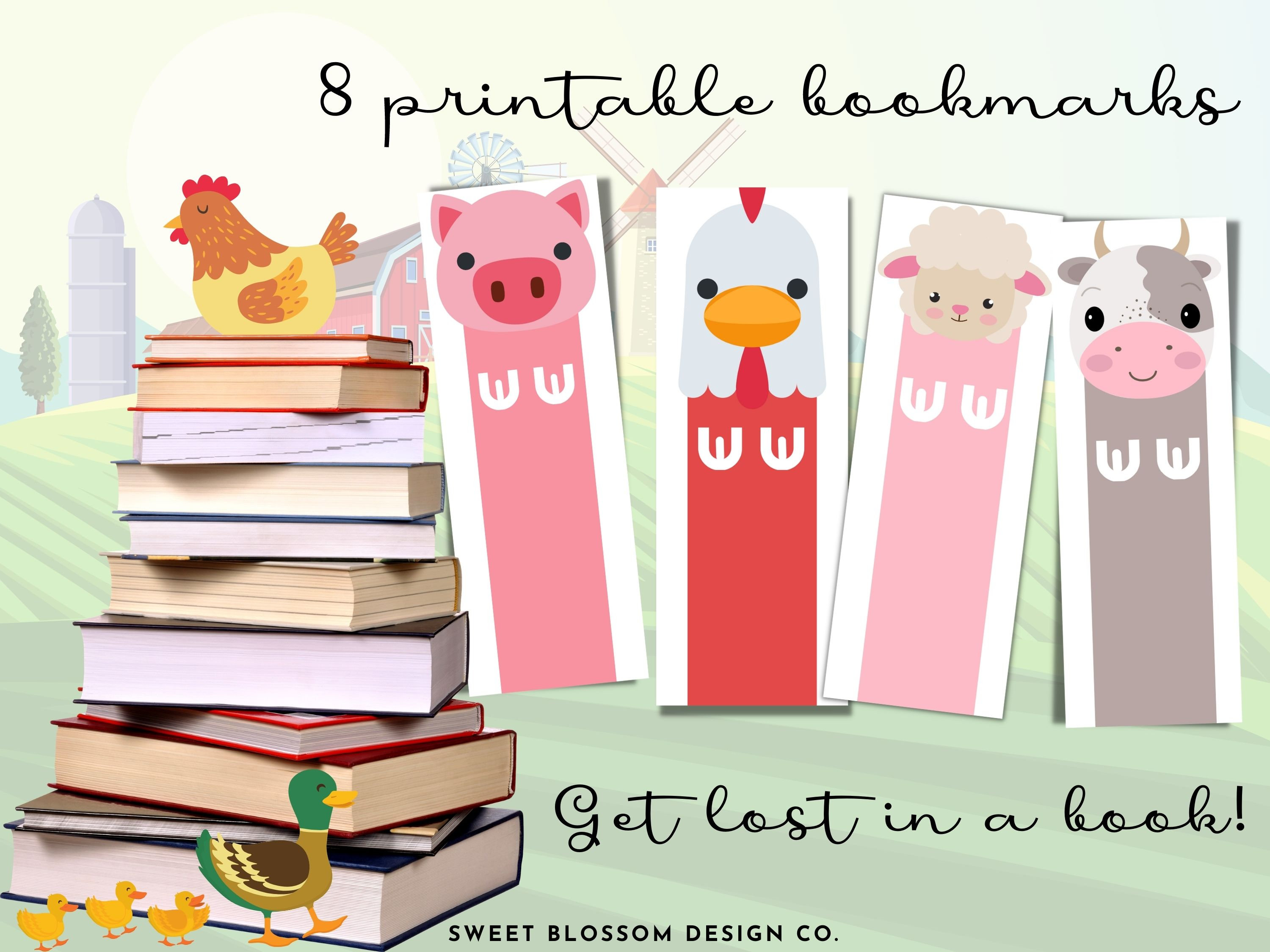 Farm Animal Bookmarks, Bookmarks for Kids, Printable Bookmarks, Barn ...