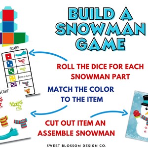 Roll A Snowman Game, INSTANT DOWNLOAD Printable Christmas Party Roll a ...