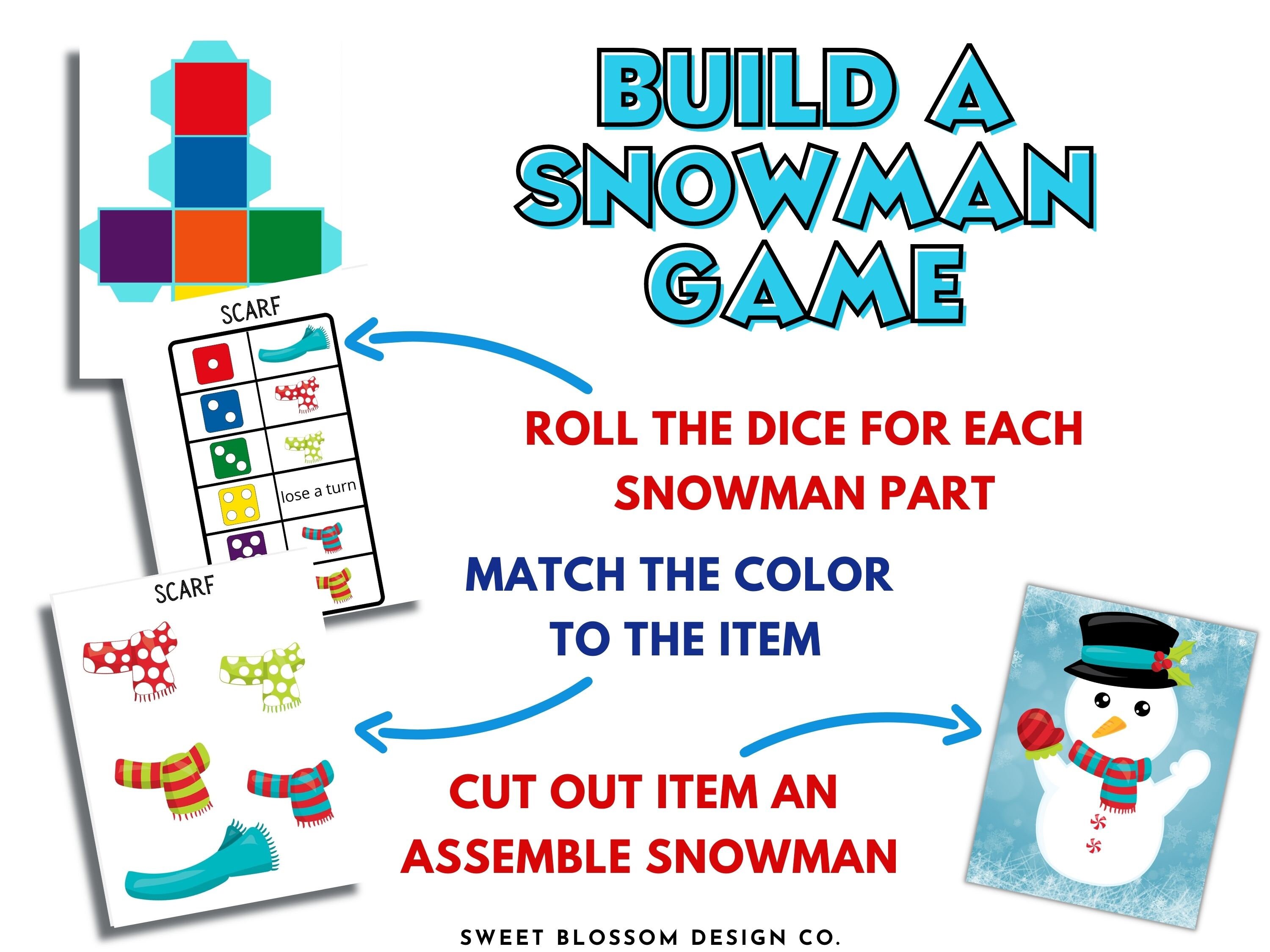 Roll A Snowman Game, INSTANT DOWNLOAD Printable Christmas Party Roll a ...
