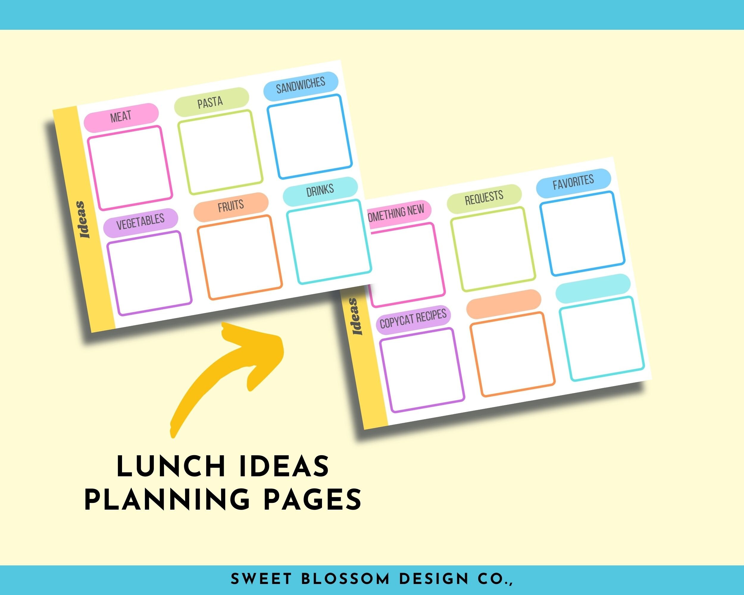 School Lunch Planner, Kids Meal Planner, Kids Lunch Planner, Printable ...