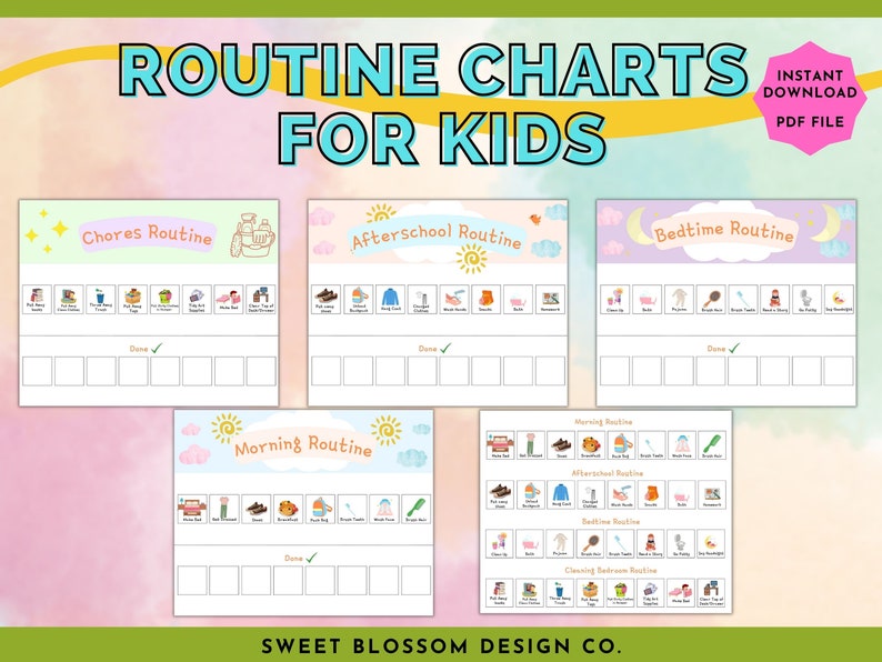 Routine Charts for Kids Chore Charts for Kids Kid Morning - Etsy
