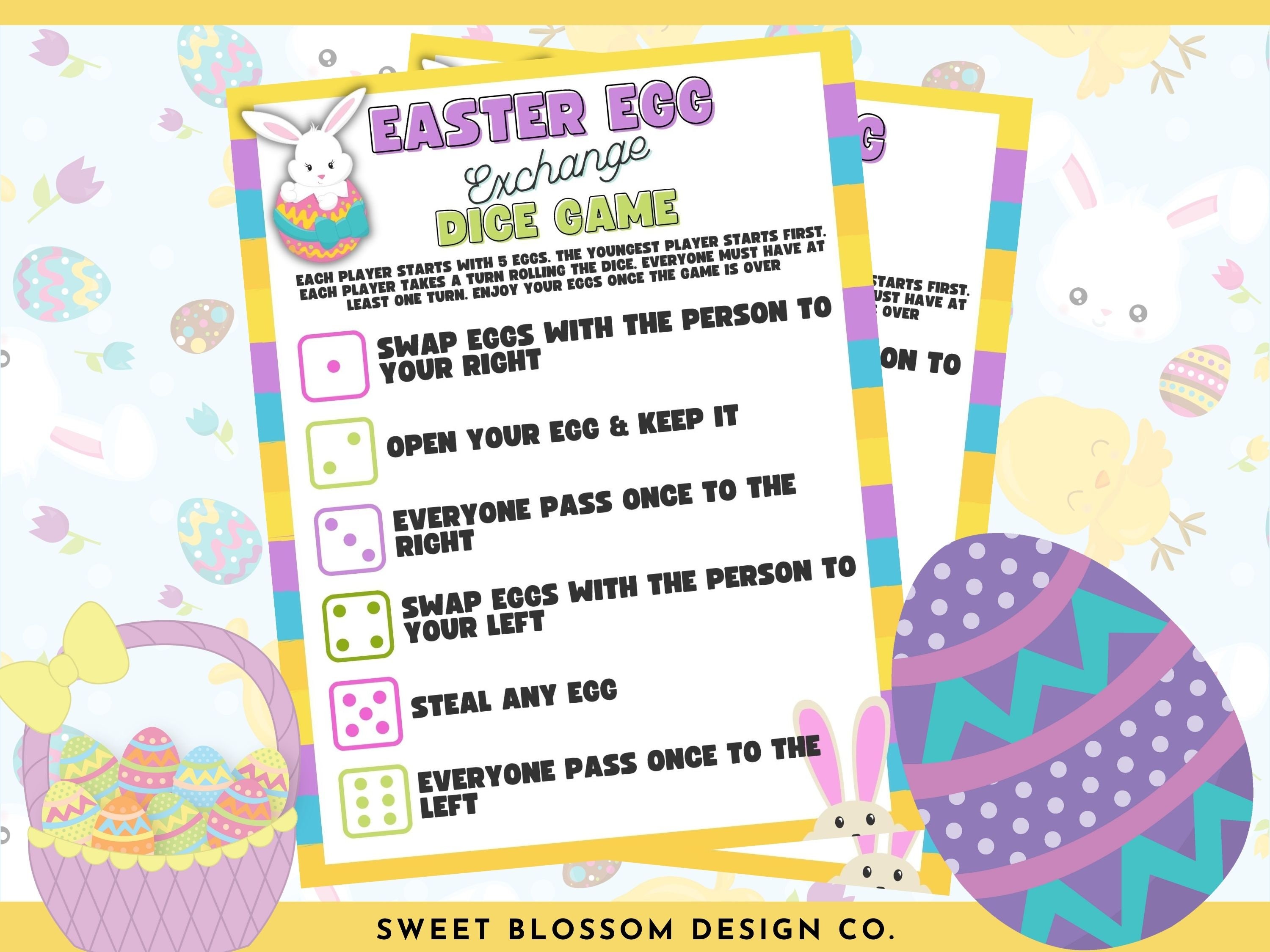 Easter Egg Exchange Dice Games, Printable Easter Party Game, Easter ...
