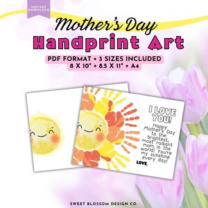 You Are My Sunshine Handprint Craft for Mom, Mothers Day Handprint ...