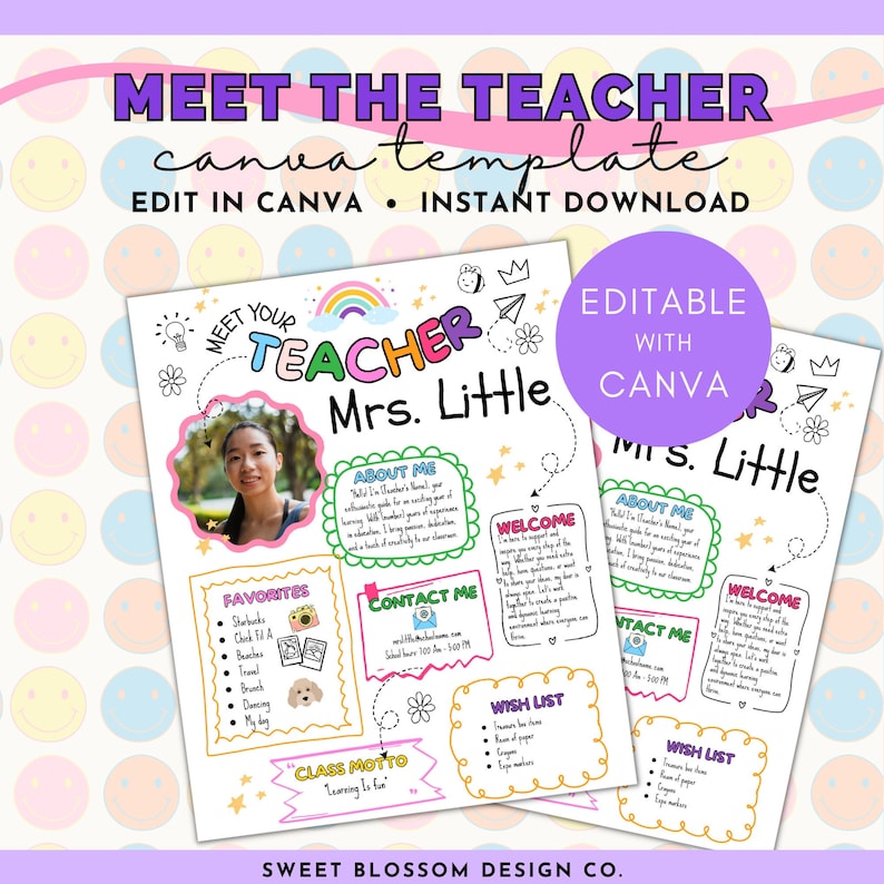 Editable Meet the Teacher Pastel Template, Rainbow Meet Your Teacher ...