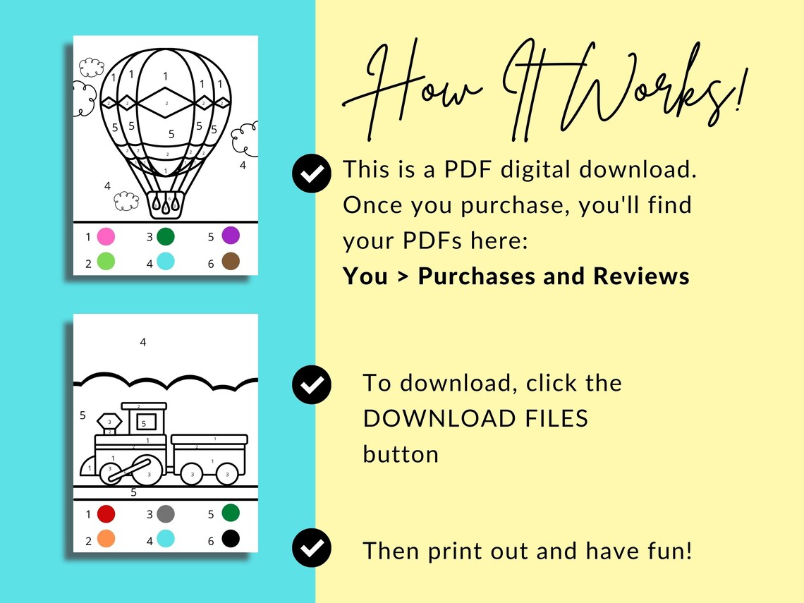 Transportation Color by Number Coloring Activity Coloring - Etsy