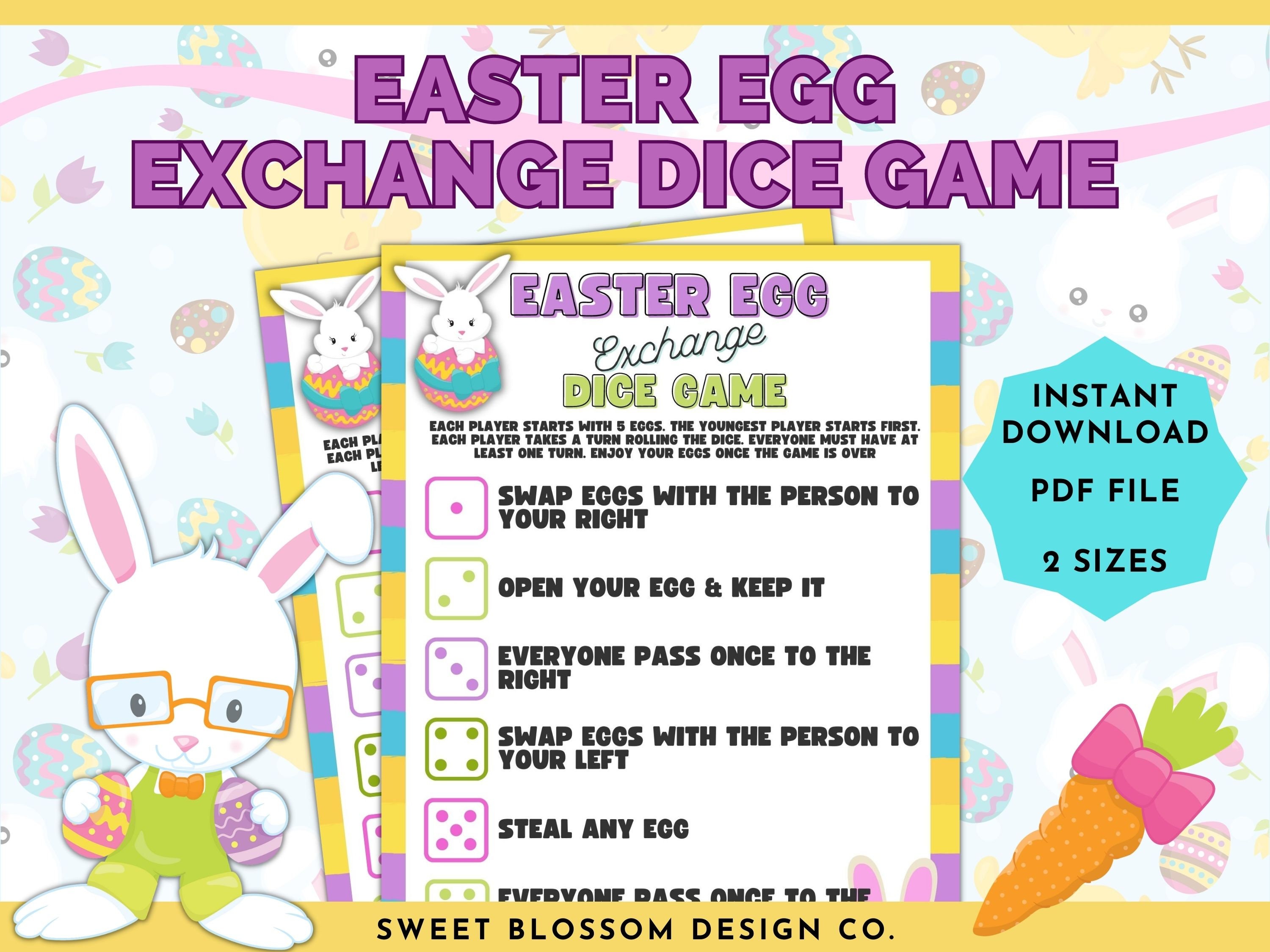 Easter Egg Exchange Dice Games, Printable Easter Party Game, Easter ...