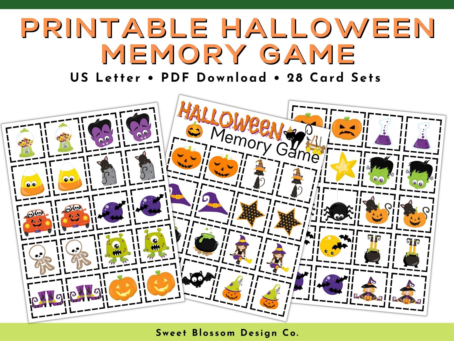 Halloween Memory Game, Printable Halloween Matching Game, Kids Memory ...