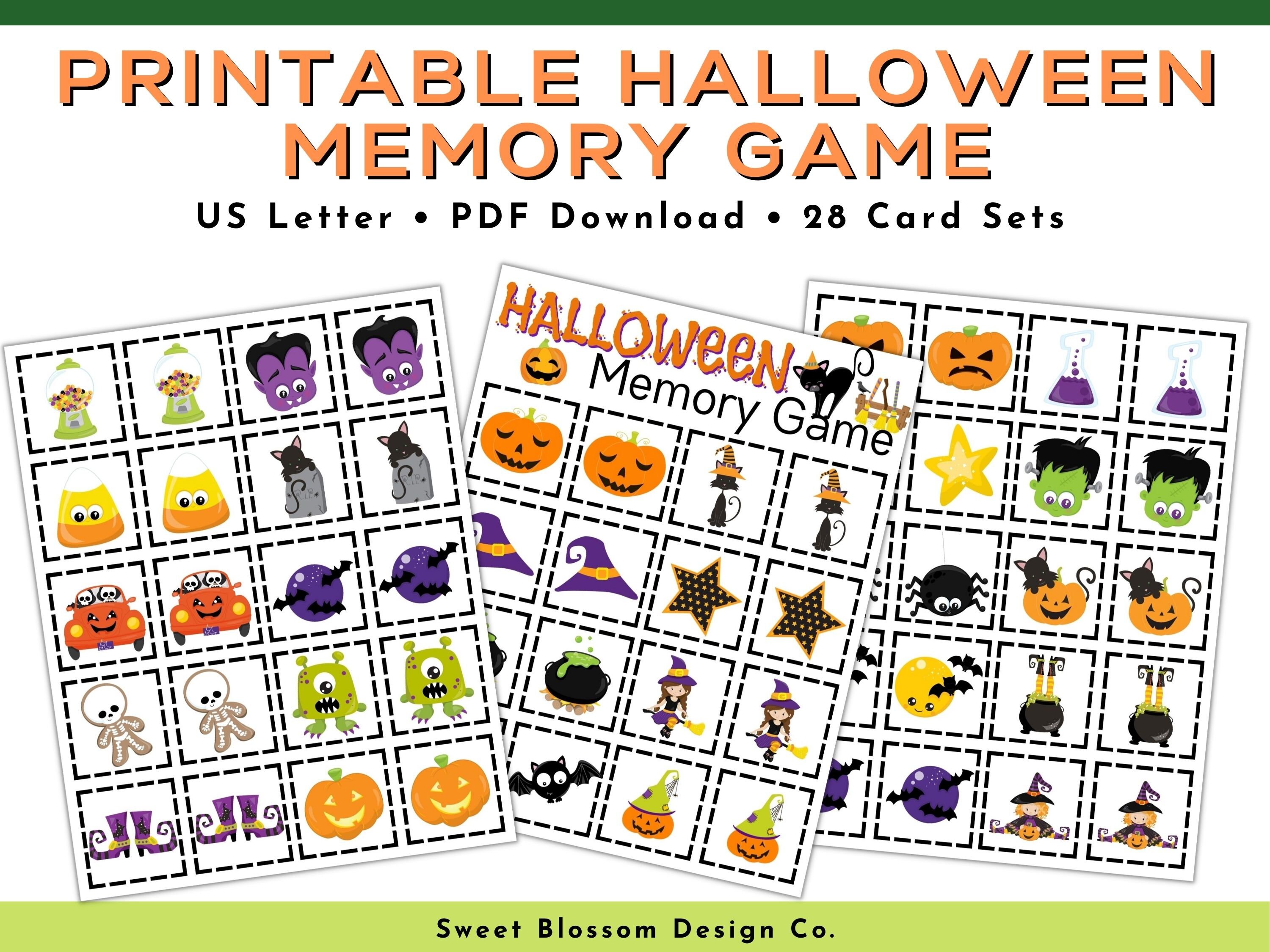 Halloween Memory Game, Printable Halloween Matching Game, Kids Memory ...
