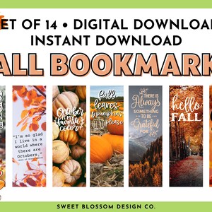 Printable Fall Bookmarks, Fall Printable, Fall Bookmark Set, Autumn ...