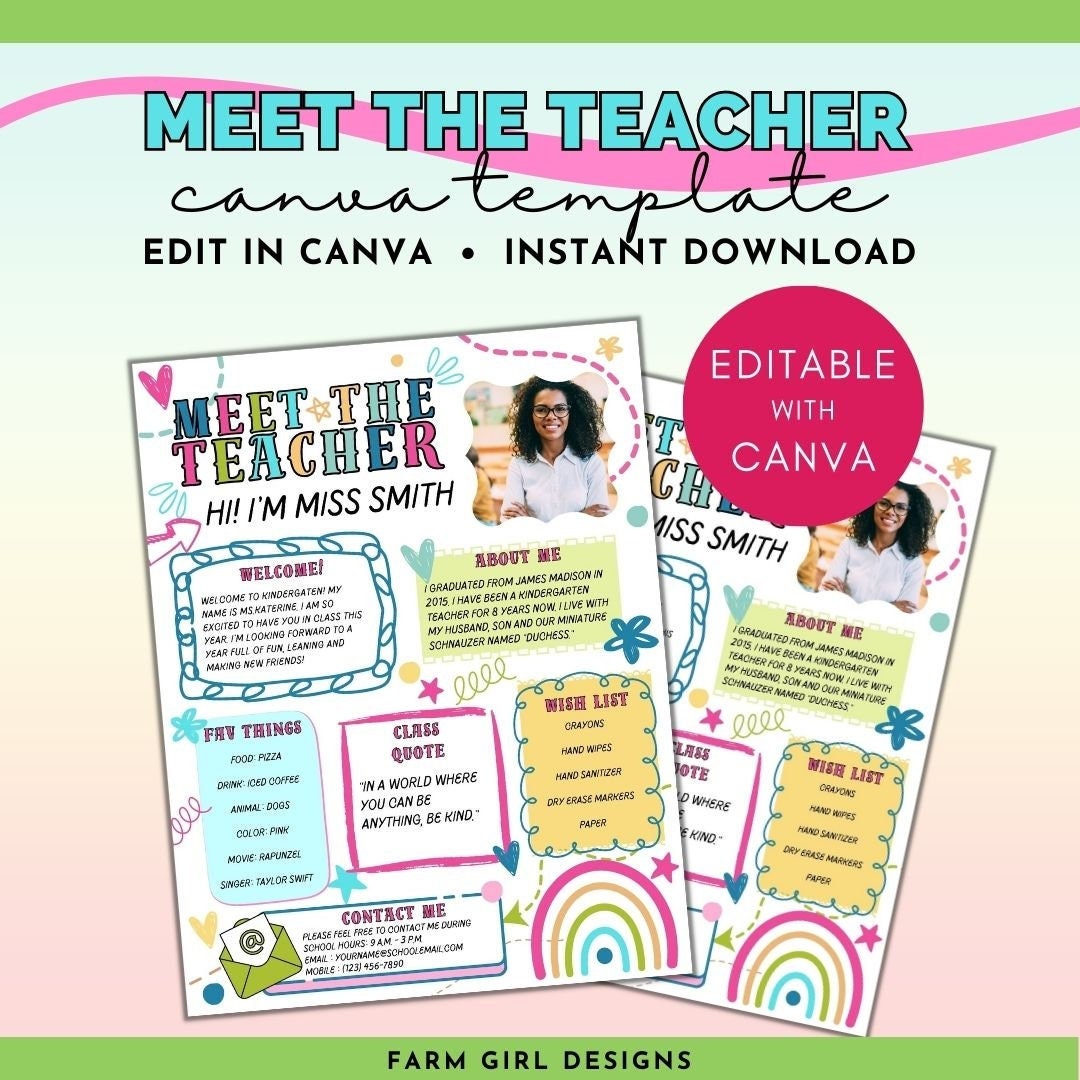 Meet the Teacher Pastel Editable Template, Rainbow Meet the Teacher ...