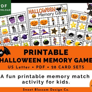 Halloween Memory Game, Printable Halloween Matching Game, Kids Memory ...