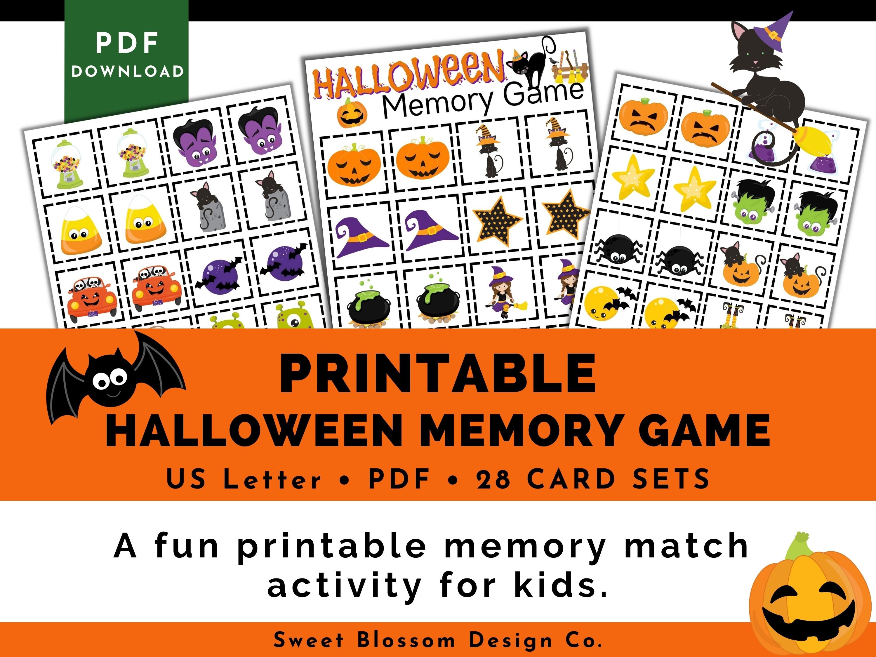 Halloween Memory Game, Printable Halloween Matching Game, Kids Memory ...