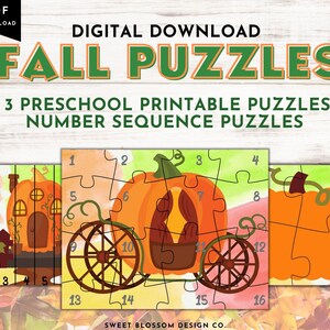 Printable Fall Number Sequence Puzzles, Pumpkin Puzzle for Preschoolers ...