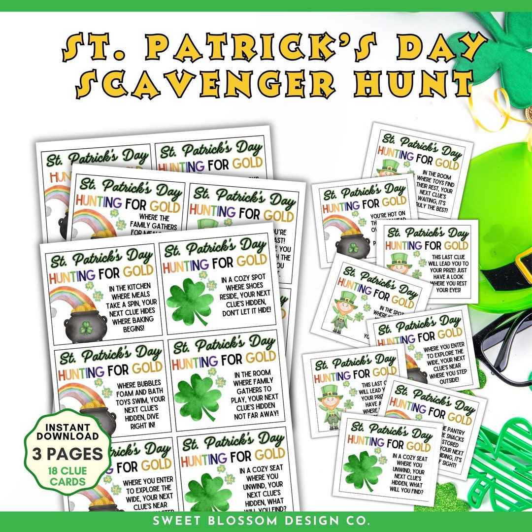 St. Patrick's Day Scavenger Hunt Printable, St. Patrick's Day Scavenger ...