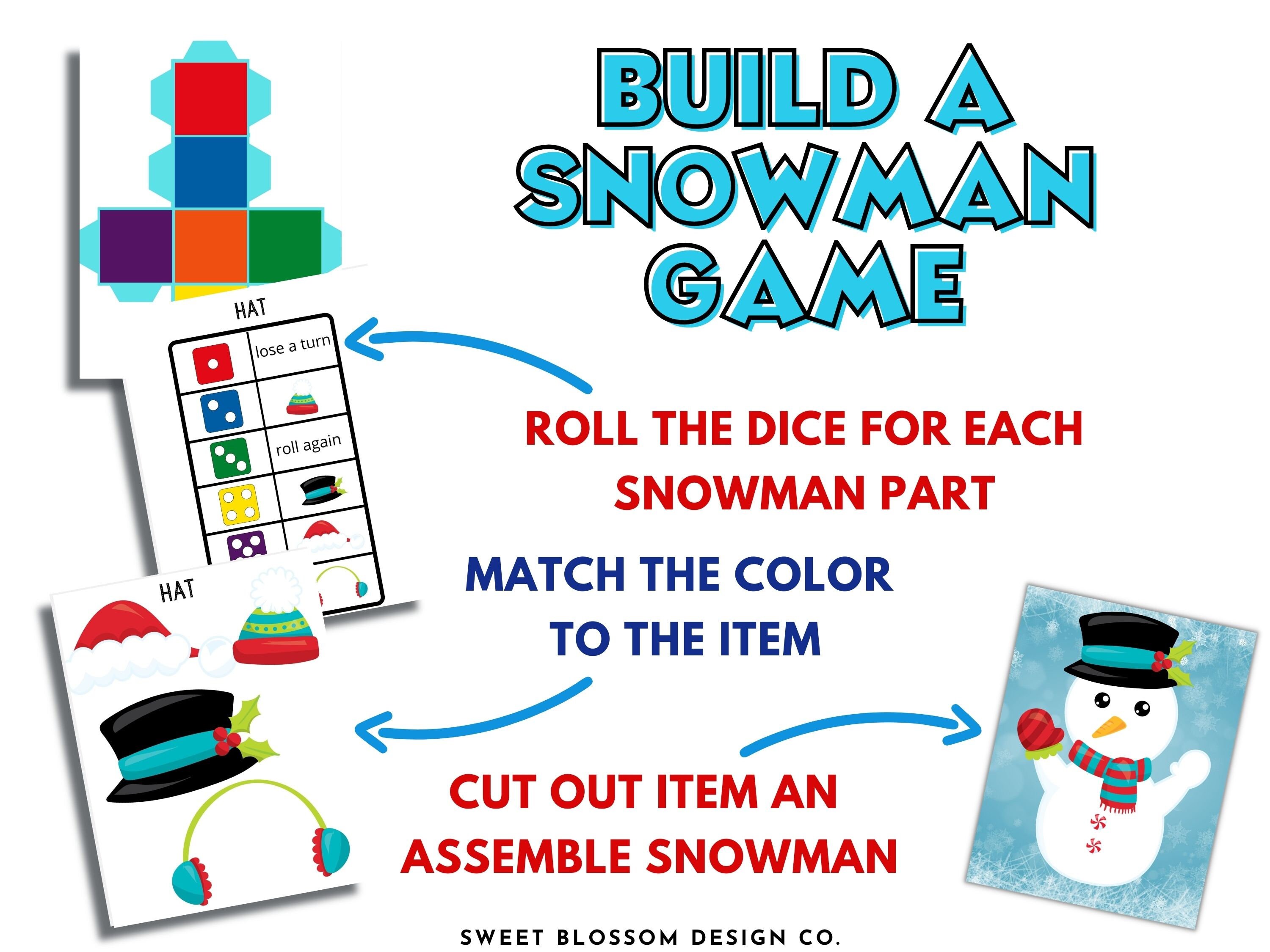 Roll A Snowman Game, INSTANT DOWNLOAD Printable Christmas Party Roll a ...