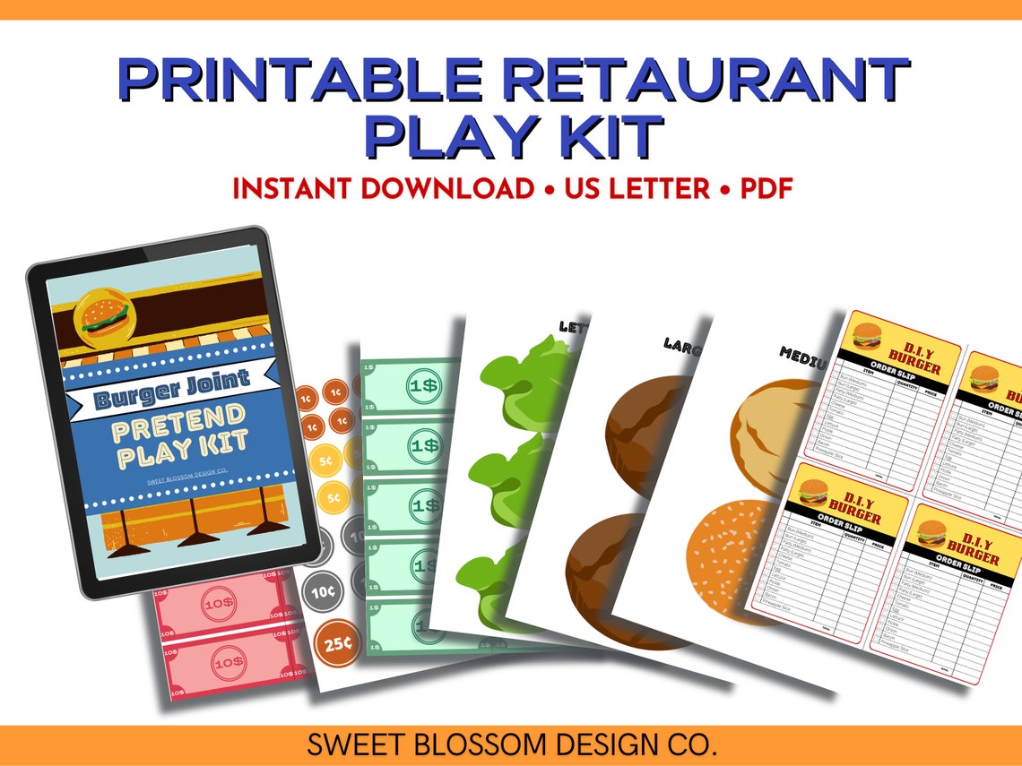 Pretend Play Restaurant Printable, Preschool Homeschool Activity for ...