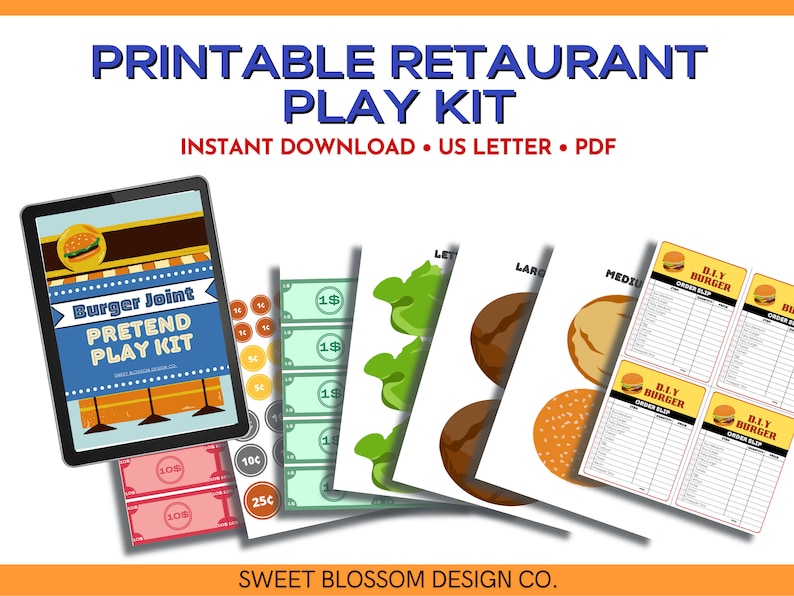 Pretend Play Restaurant Printable, Preschool Homeschool Activity for ...