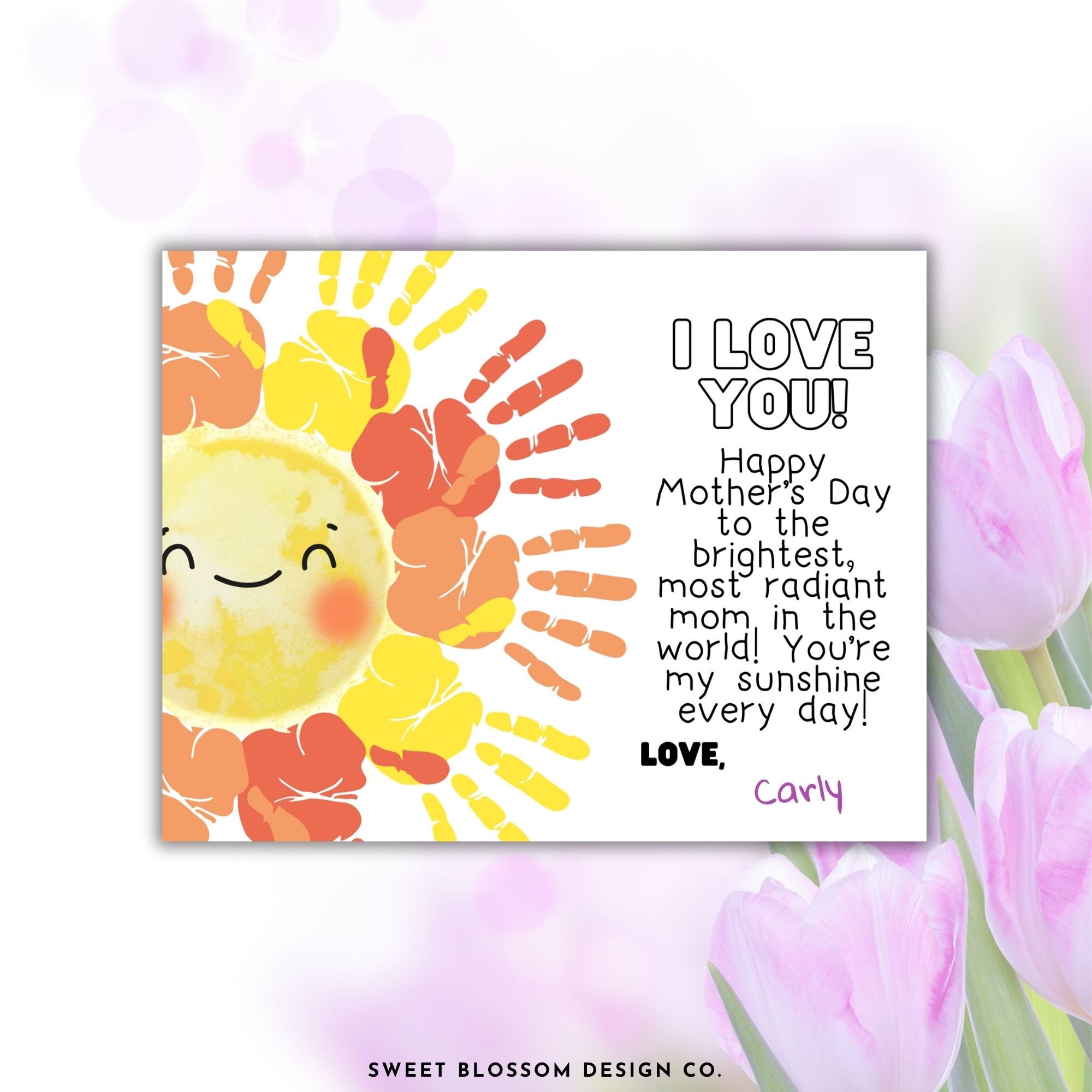 You Are My Sunshine Handprint Craft for Mom, Mothers Day Handprint ...