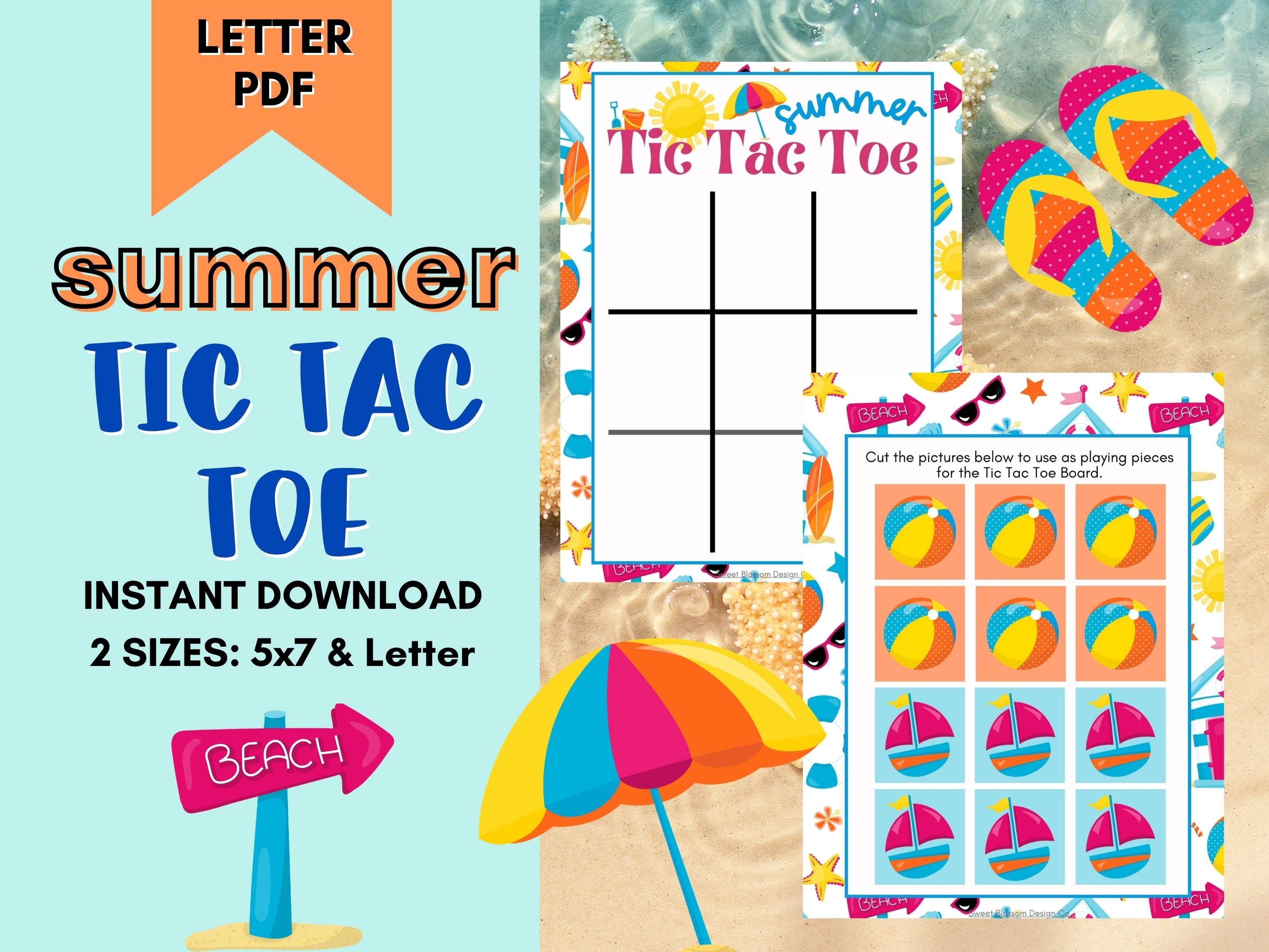 Summer Tic Tac Toe Printable, Tic Tac Toe Printable Sheets, Summer ...