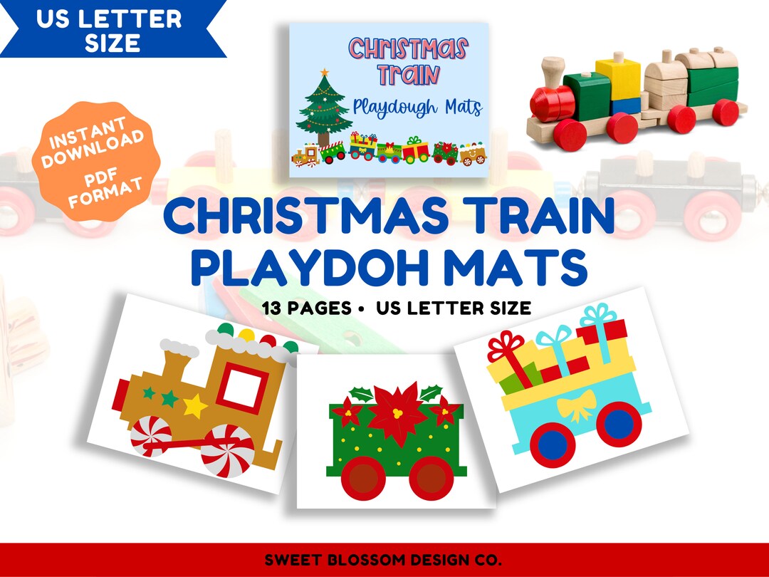 Christmas Train Printable Play Dough Mats, Christmas Activity, Play Doh ...