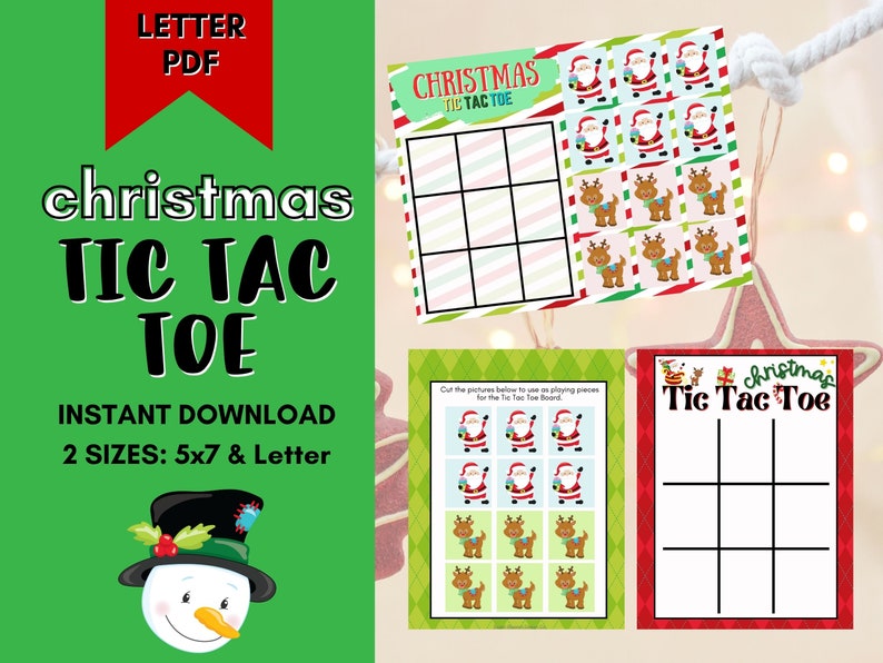 Printable Christmas Tic Tac Toe Game, Holiday Printable Games for Kids ...