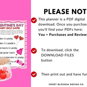 Valentine's Day Candy Dice Game, Valentine's Party Game, Printable ...