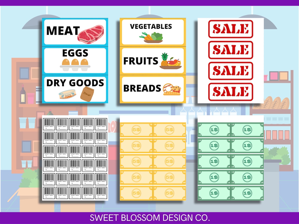 Grocery Store Play Kit, Pretend Play Grocery Play Set, Dramatic Play ...