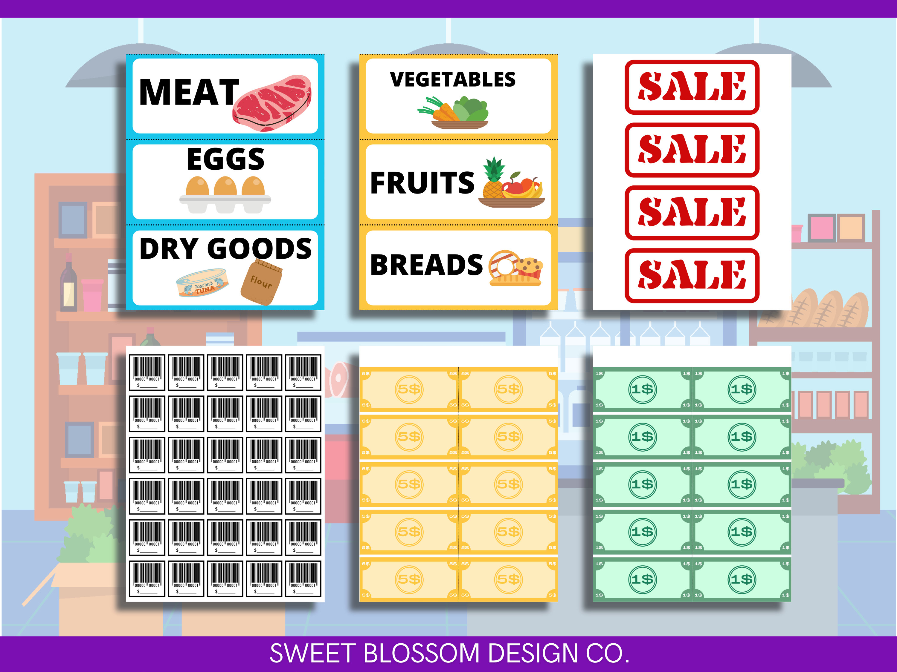 Grocery Store Play Kit, Pretend Play Grocery Play Set, Dramatic Play ...