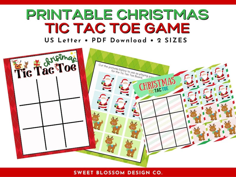 Printable Christmas Tic Tac Toe Game, Holiday Printable Games for Kids ...