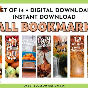 Printable Fall Bookmarks, Fall Printable, Fall Bookmark Set, Autumn ...