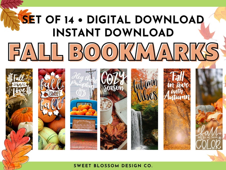 Printable Fall Bookmarks, Fall Printable, Fall Bookmark Set, Autumn ...