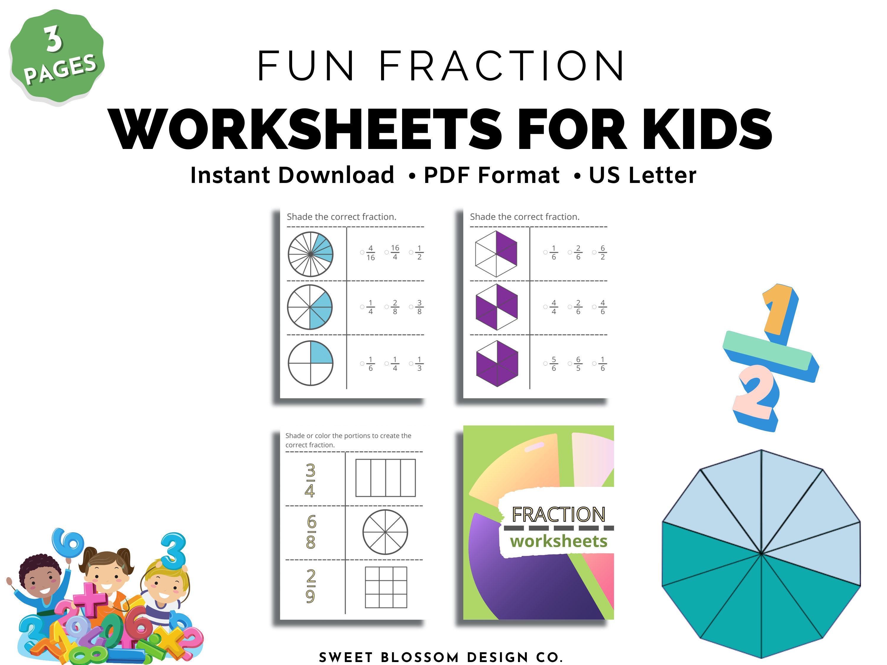 Printable Fractions Worksheets, Teacher Resources, Math Practice, Math ...