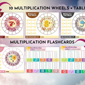 1-10 Times Table Wheels, Multiplication Flashcards, Multiplication ...