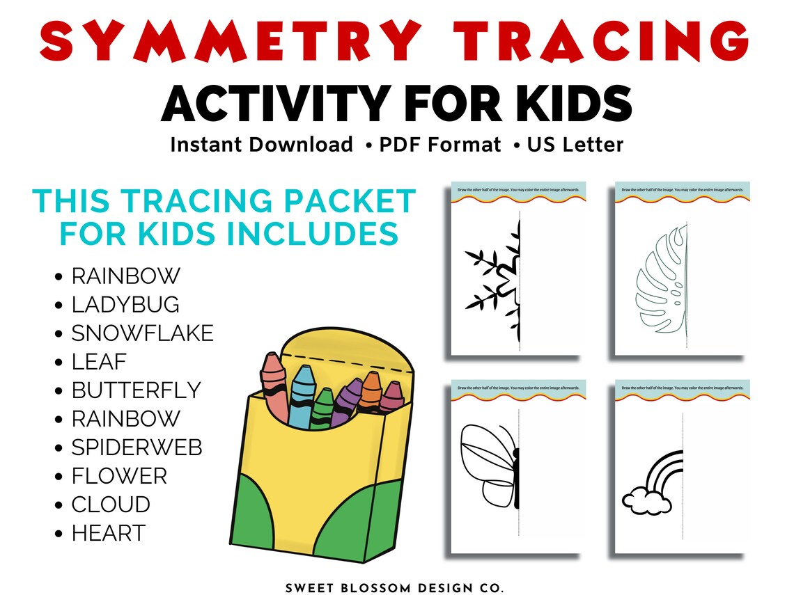 Symmetry Worksheets for Kids, Drawing Activity Packet, Lines of ...