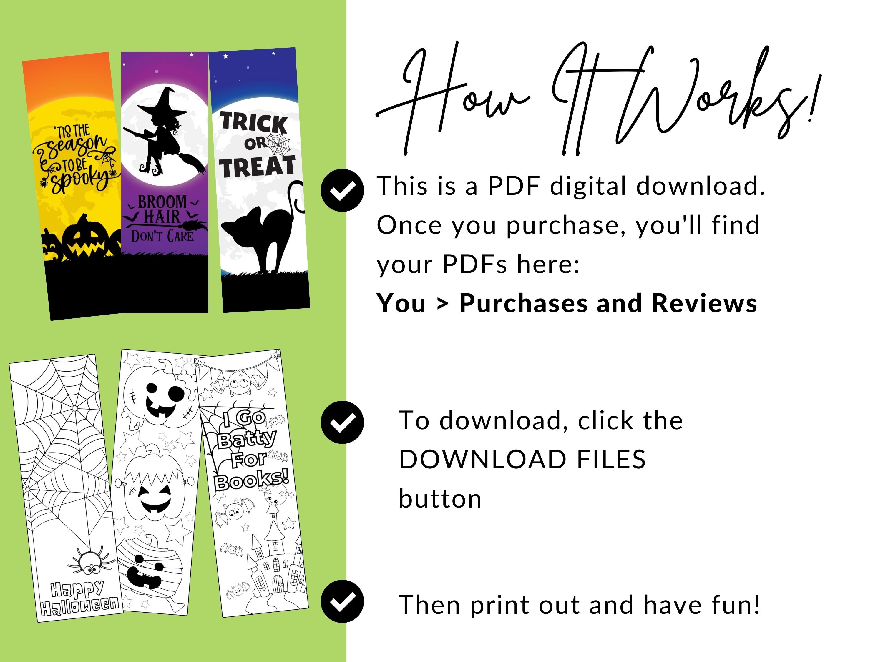 Cute Halloween Printable Bookmarks Halloween Coloring - Etsy