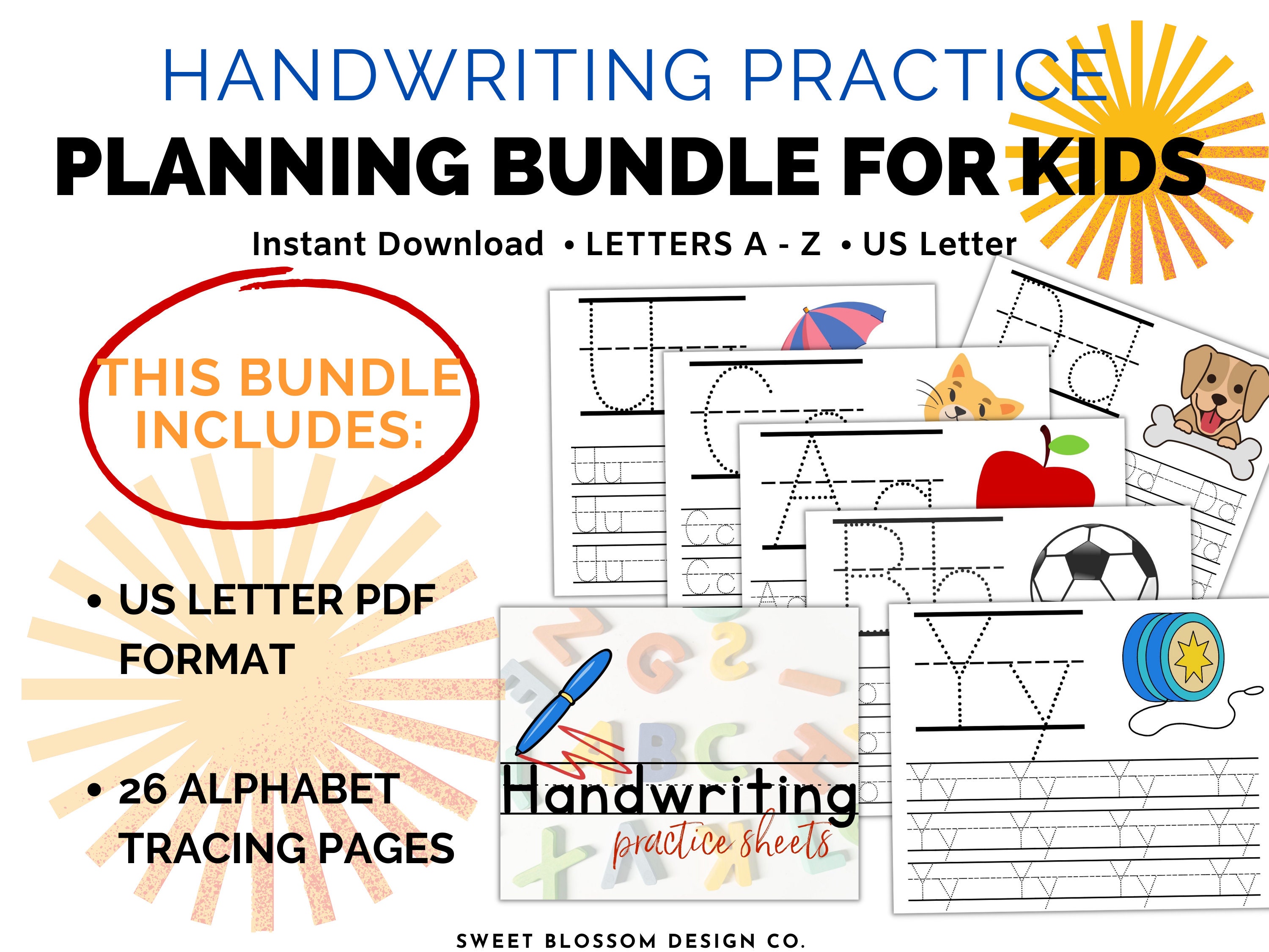 Alphabet Tracing Worksheet Preschool Handwriting Practice - Etsy