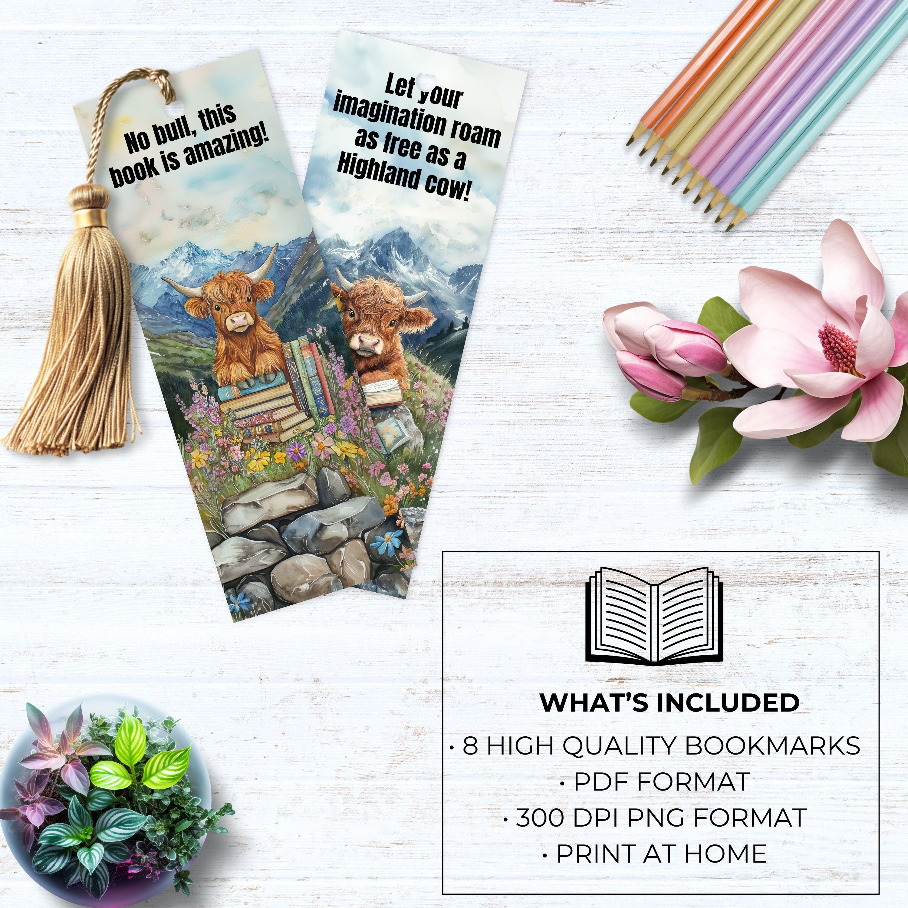 Highland Cow Printable Bookmark, Animal Farm Bookmarks, Bookmarks for ...