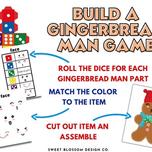 Roll a Gingerbread Man Game, INSTANT DOWNLOAD Printable Christmas Party ...