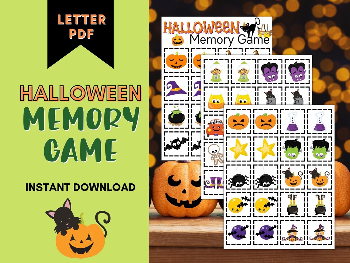Halloween Memory Game Printable Halloween Matching Game Fall | Etsy