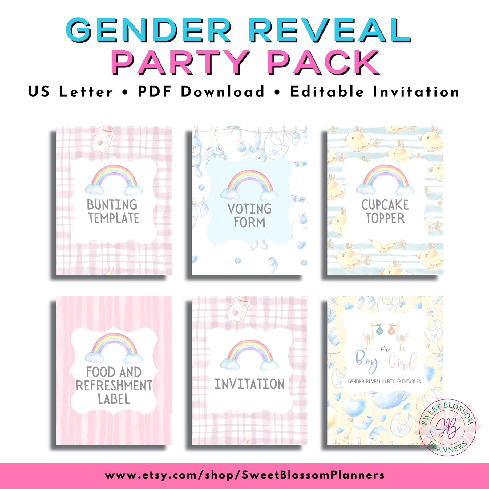Gender Reveal Party Pack Gender Reveal Invitation Gender - Etsy