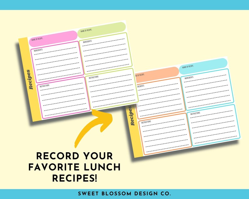 School Lunch Planner, Kids Meal Planner, Kids Lunch Planner, Printable ...