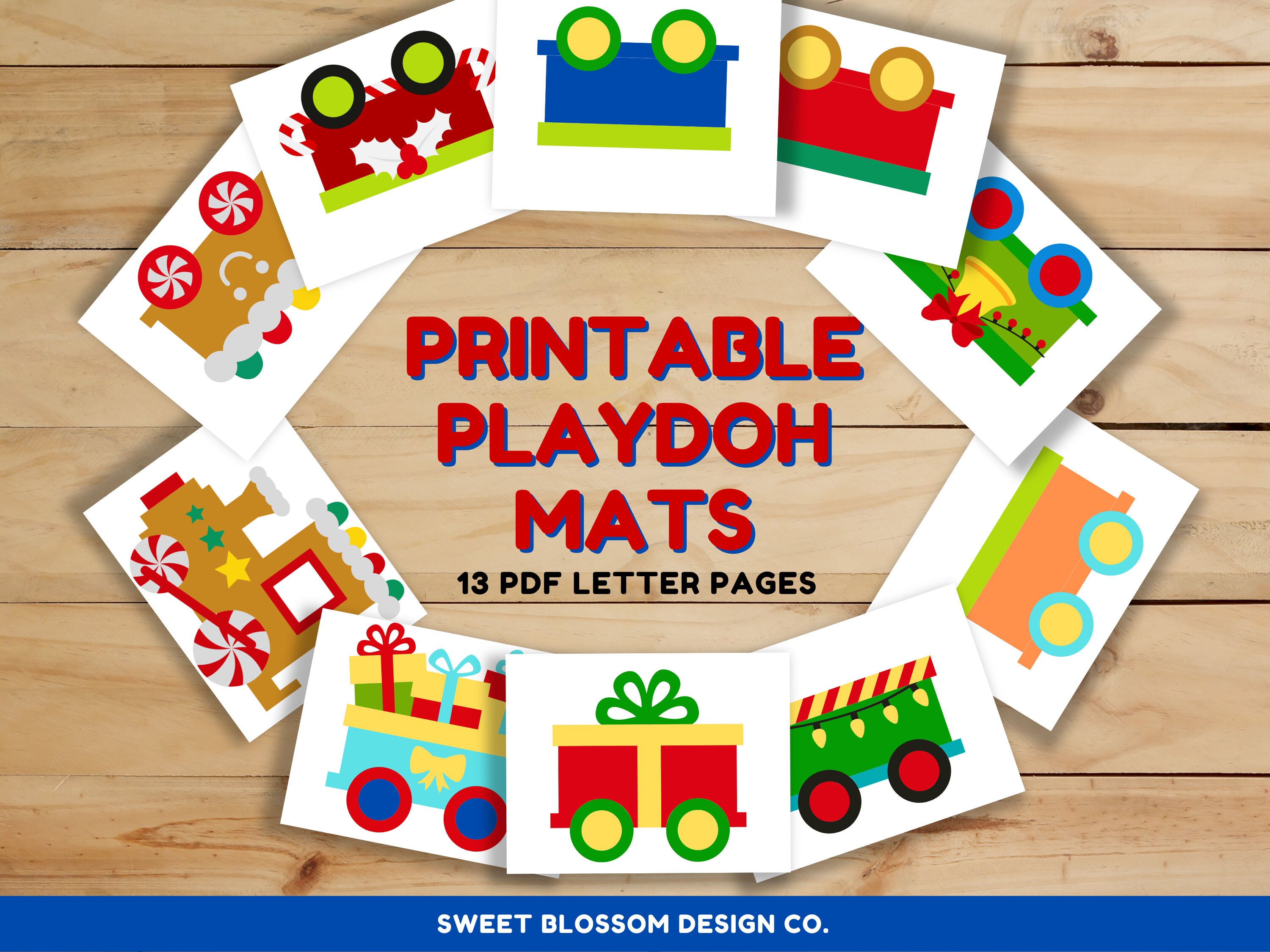 Christmas Train Printable Play Dough Mats, Christmas Activity, Play Doh ...