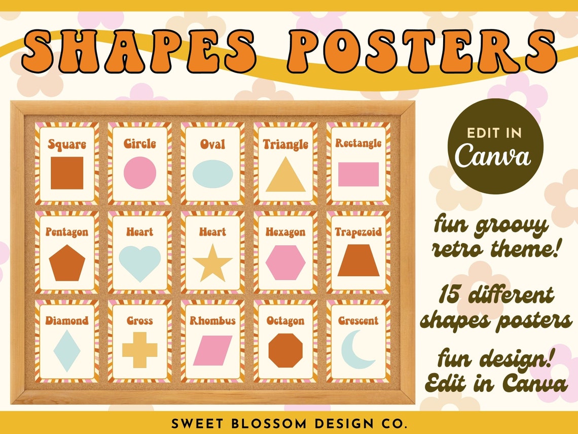 Groovy Shape Posters, BOHO Classroom Decor, Retro Shape Posters ...