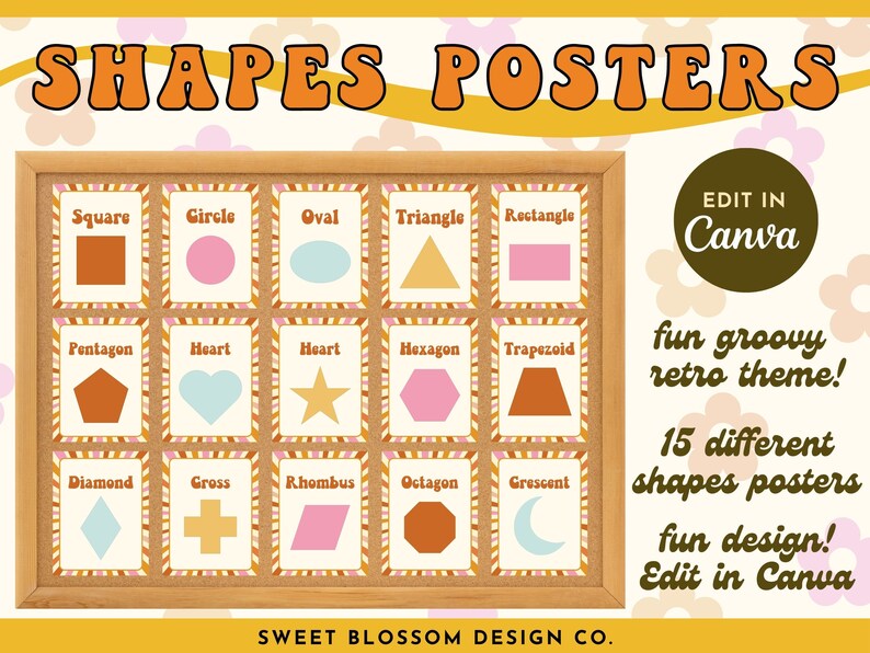 Groovy Shape Posters, BOHO Classroom Decor, Retro Shape Posters ...